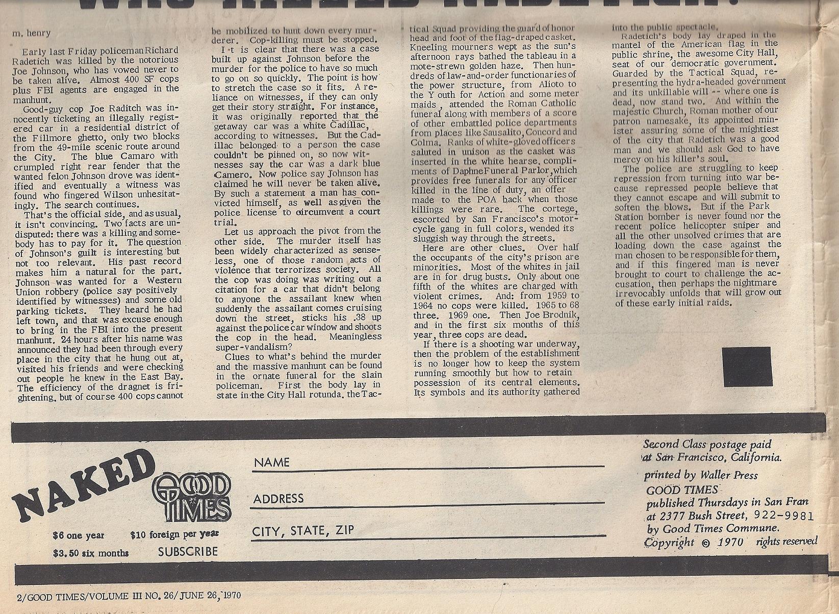 WHO KILLED RADETICH? - The Zodiac Killer -- Unsolved & Unforgotten